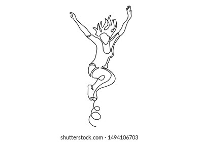 Continuous Line Drawing Jumping Joy Vector Stock Vector (Royalty Free ...