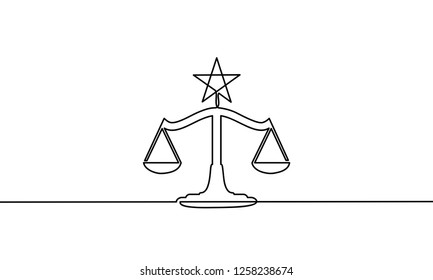 Continuous Line Drawing Justice Scales Vector: เวกเตอร์สต็อก (ปลอดค่า ...