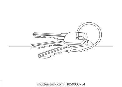 Continuous Line Drawing Key Isolated White Stock Vector (Royalty Free ...