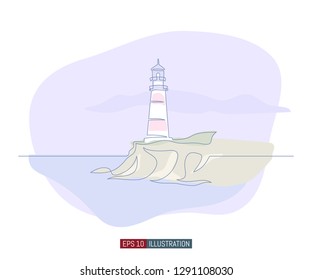 Continuous Line Drawing Lighthouse Template Your Stock Vector (Royalty ...