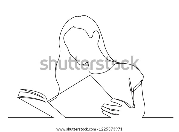 Continuous Line Drawing Long Hair Woman Stock Vector (Royalty Free ...