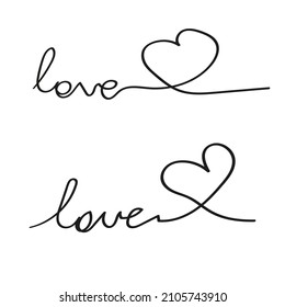 Continuous Line Drawing Love Heart On Stock Vector (Royalty Free ...