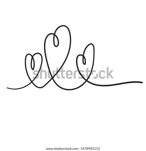 Continuous Line Drawing Love Sign Hearts Stock Vector (Royalty Free ...