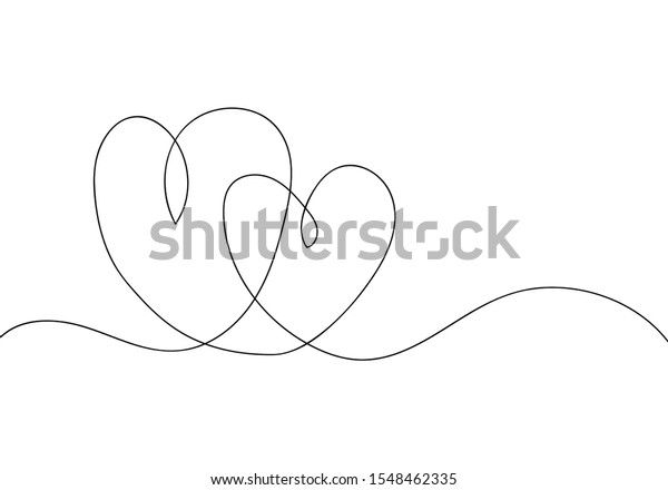 Continuous Line Drawing Love Sign Two Stock Vector (Royalty Free ...