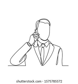 Continuous Line Drawing Man Calling Pose: стоковая векторная графика ...