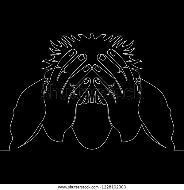 Continuous Line Drawing Man Despair Vector: เวกเตอร์สต็อก (ปลอดค่า ...