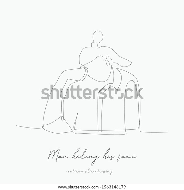 Continuous Line Drawing Man Hiding His Stock Vector (Royalty Free ...