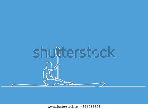 Continuous Line Drawing Man Kayaking On Stock Vector (Royalty Free ...