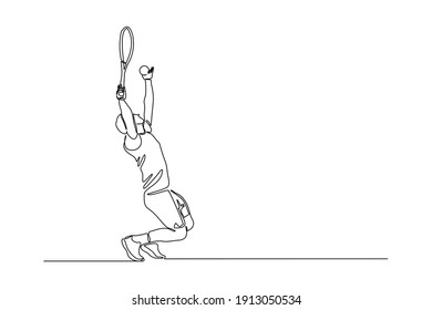 Continuous Line Drawing Man Playing Tennis Stock Vector (Royalty Free ...