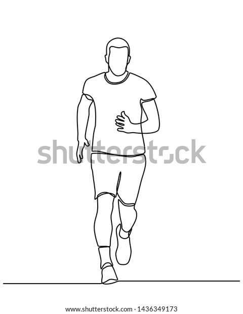 Continuous Line Drawing Man Running Art Stock Vector (Royalty Free ...