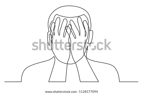 Continuous Line Drawing Man Suffering Depression Stock Vector (Royalty ...