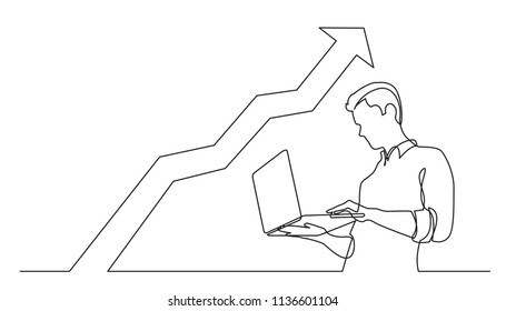 Continuous Line Drawing Man Watching Laptop Stock Vector (Royalty Free ...