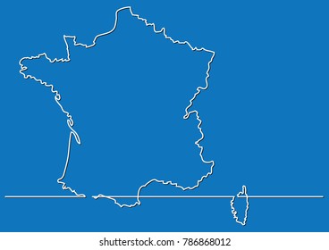 Continuous Line Drawing Map France Stock Vector (Royalty Free ...