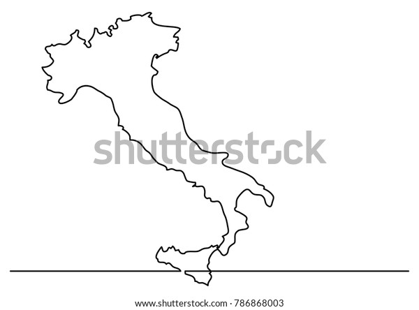 Continuous Line Drawing Map Italy Stock Vector (Royalty Free) 786868003