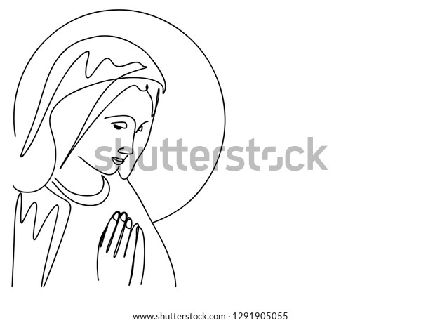 Continuous Line Drawing Mary Christianity Illustration Stock Vector ...