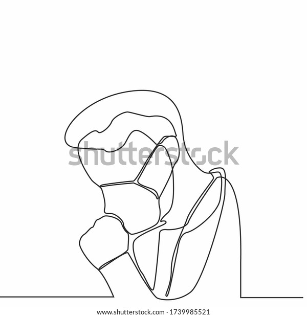Continuous Line Drawing Men Wear Masks Stock Vector (Royalty Free ...