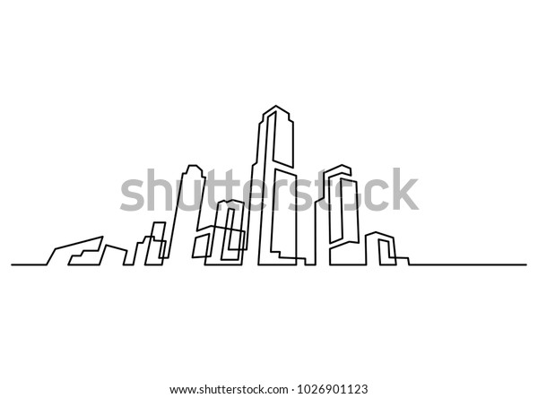 Continuous Line Drawing Modern City Skyline Stock Vector (Royalty Free ...