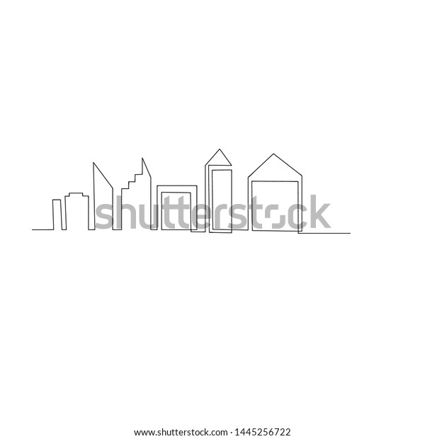 Continuous Line Drawing Modern City Isolated Stock Vector (Royalty Free ...