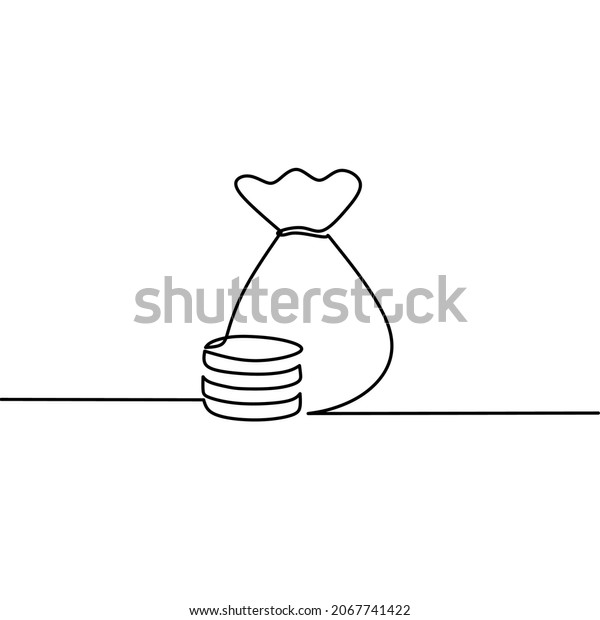 Continuous Line Drawing Money Bag Dollar Stock Vector (Royalty Free ...
