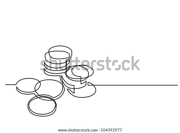Continuous Line Drawing Money Coins Stock Vector (Royalty Free ...