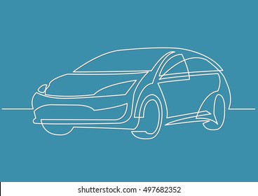 Continuous Line Drawing Motor Car: เวกเตอร์สต็อก (ปลอดค่าลิขสิทธิ์ ...