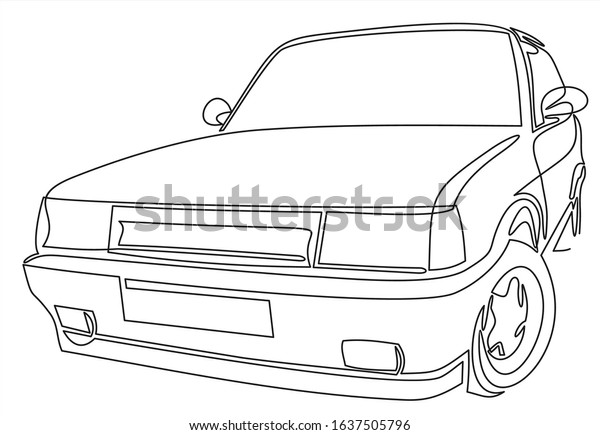 Continuous Line Drawing Motor Car Stock Vector (Royalty Free ...
