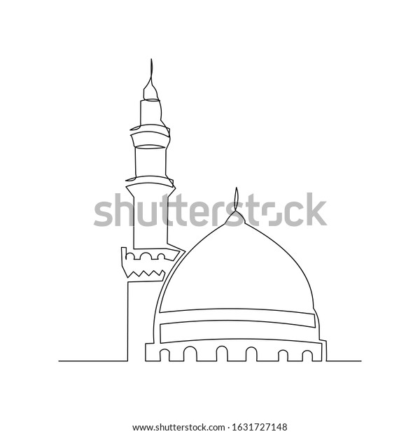 Continuous Line Drawing Muslim Mosque Can Stock Vector (Royalty Free ...