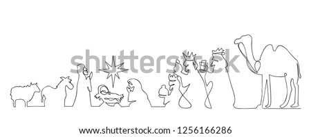 Nativity Scene Line Drawing | Free download on ClipArtMag