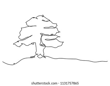 Continuous Line Drawing Nature Tree Vector Stock Vector (Royalty Free ...