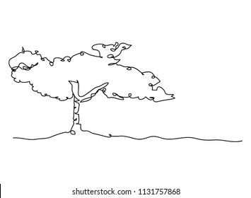 Continuous Line Drawing Nature Tree Vector Stock Vector (Royalty Free ...