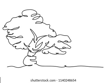 Continuous Line Drawing Nature Tree Vector Stock Vector (Royalty Free ...