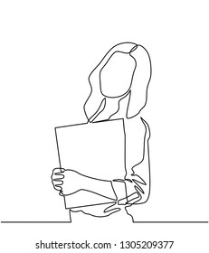 Continuous Line Drawing Office Workers Standing Stock Vector (Royalty ...