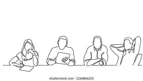 Continuous Line Drawing Office Workers Business Stock Vector (Royalty ...