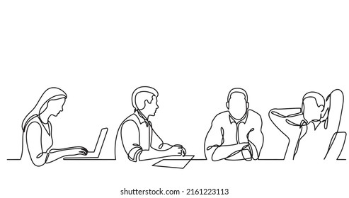 Continuous Line Drawing Office Workers Business Stock Vector (Royalty ...