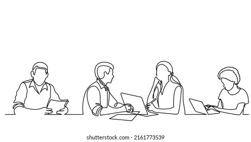Continuous Line Drawing Office Workers Business Stock Vector (Royalty ...