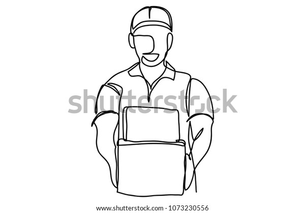 Continuous Line Drawing Official Delivery Vector Stock Vector (Royalty ...
