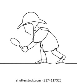 Continuous Line Drawing On Detective Stock Vector (Royalty Free ...