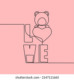 Continuous Line Drawing On Love Stock Vector (Royalty Free) 2147111665 ...