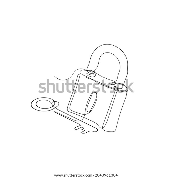 Continuous Line Drawing Padlock Illustration Vector Stock Vector ...