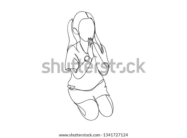 Continuous Line Drawing Pay Respect Stock Vector (Royalty Free ...