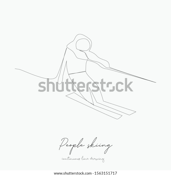 Continuous Line Drawing People Skiing Simple Stock Vector (Royalty Free ...