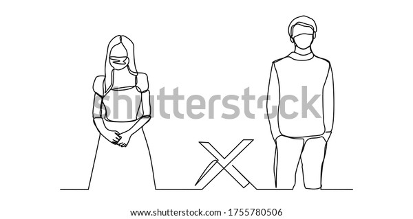 Continuous Line Drawing People Standing Wearing: เวกเตอร์สต็อก (ปลอดค่า ...
