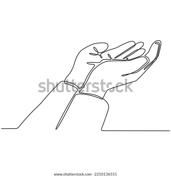 Continuous Line Drawing Person Praying His Stock Vector (Royalty Free ...