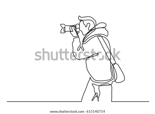Continuous Line Drawing Photographer Making Pictures Stock Vector ...