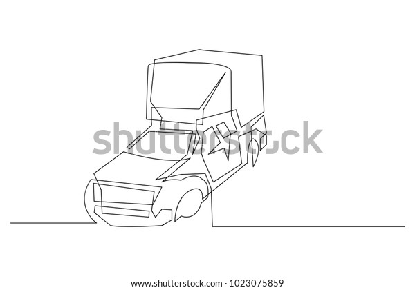 Continuous Line Drawing Pickup Truck Transport Stock Vector (Royalty ...