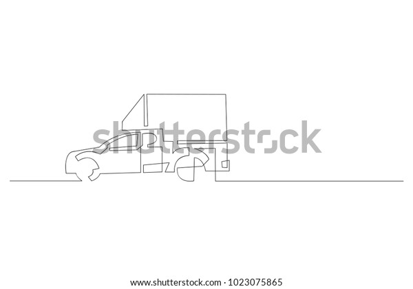 Continuous Line Drawing Pickup Truck Transport Stock Vector (Royalty ...