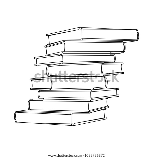 continuous line drawing of a pile of books vector illustration of a ...