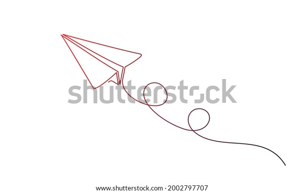 Continuous Line Drawing Plane Paper Vector Stock Vector (Royalty Free ...