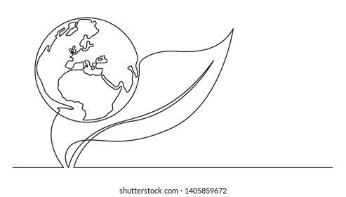 Continuous Line Drawing Planet Earth Tree Stock Vector (Royalty Free ...
