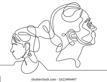 Continuous Line Drawing Portrait Beautiful Womans Stock Vector (Royalty ...